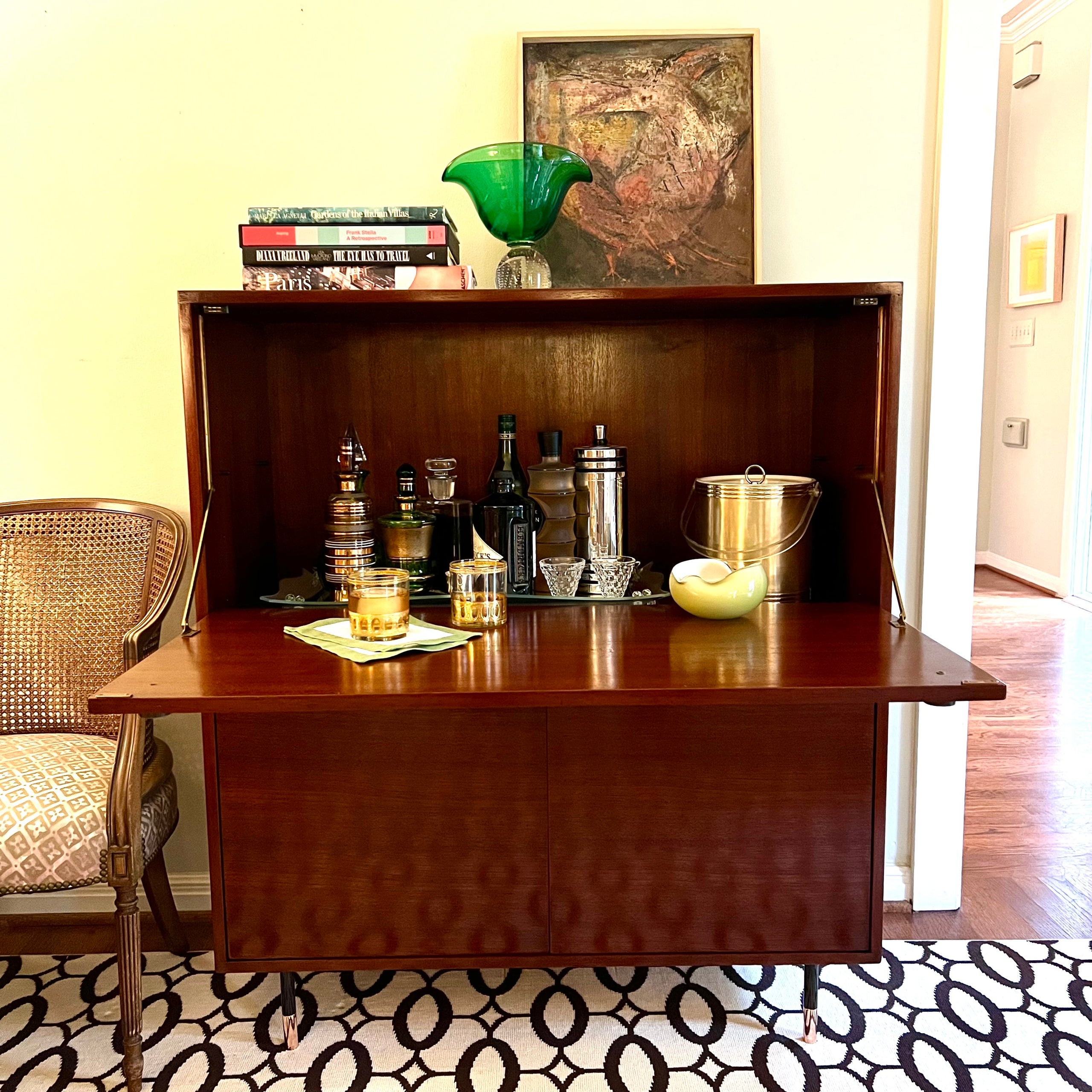 Italian Mid Century Modern Teak Bar or Secretary | Window Shop Home